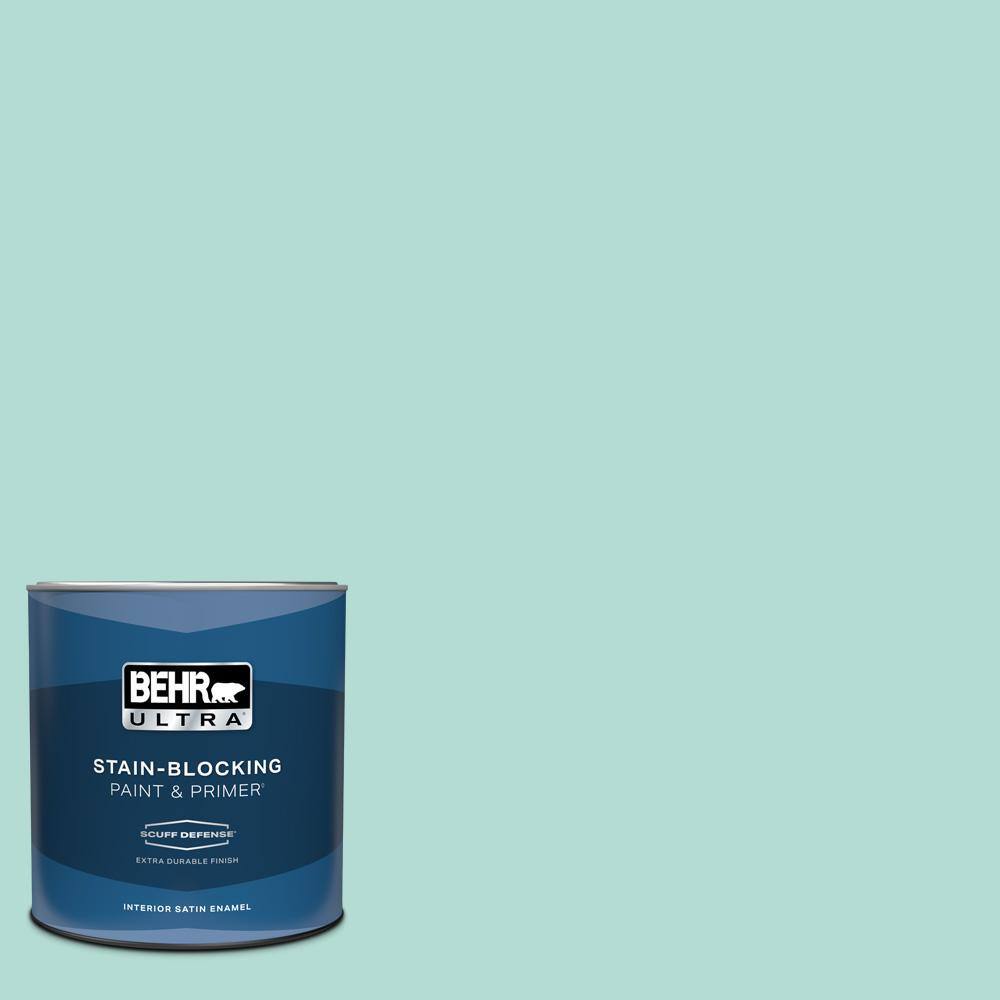 BEHR ULTRA 1 qt. #490C-3 Balmy Seas Extra Durable Satin Enamel Interior ...