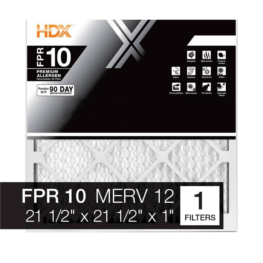 HDX 21.5 in. x 21.5 in. x 1 in. Premium Pleated Air Filter FPR 10, MERV ...