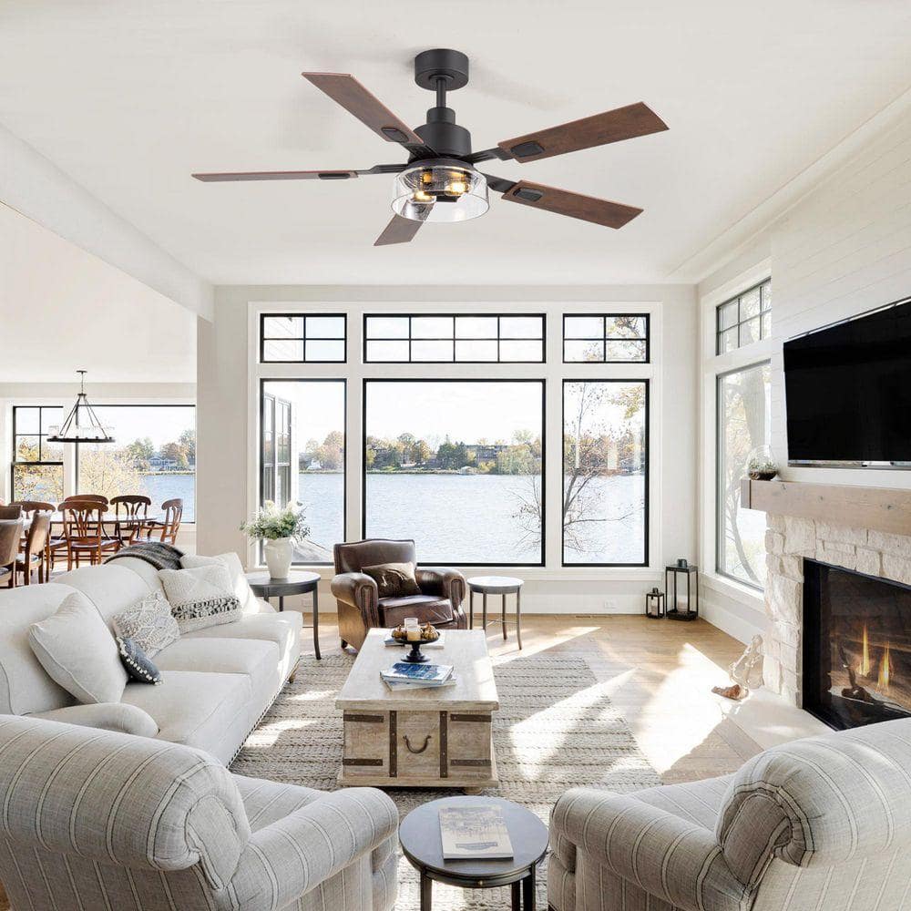 Airsurfer Primo 52 in. Black Traditional Ceiling Fan with 5 Dual-Finish ...