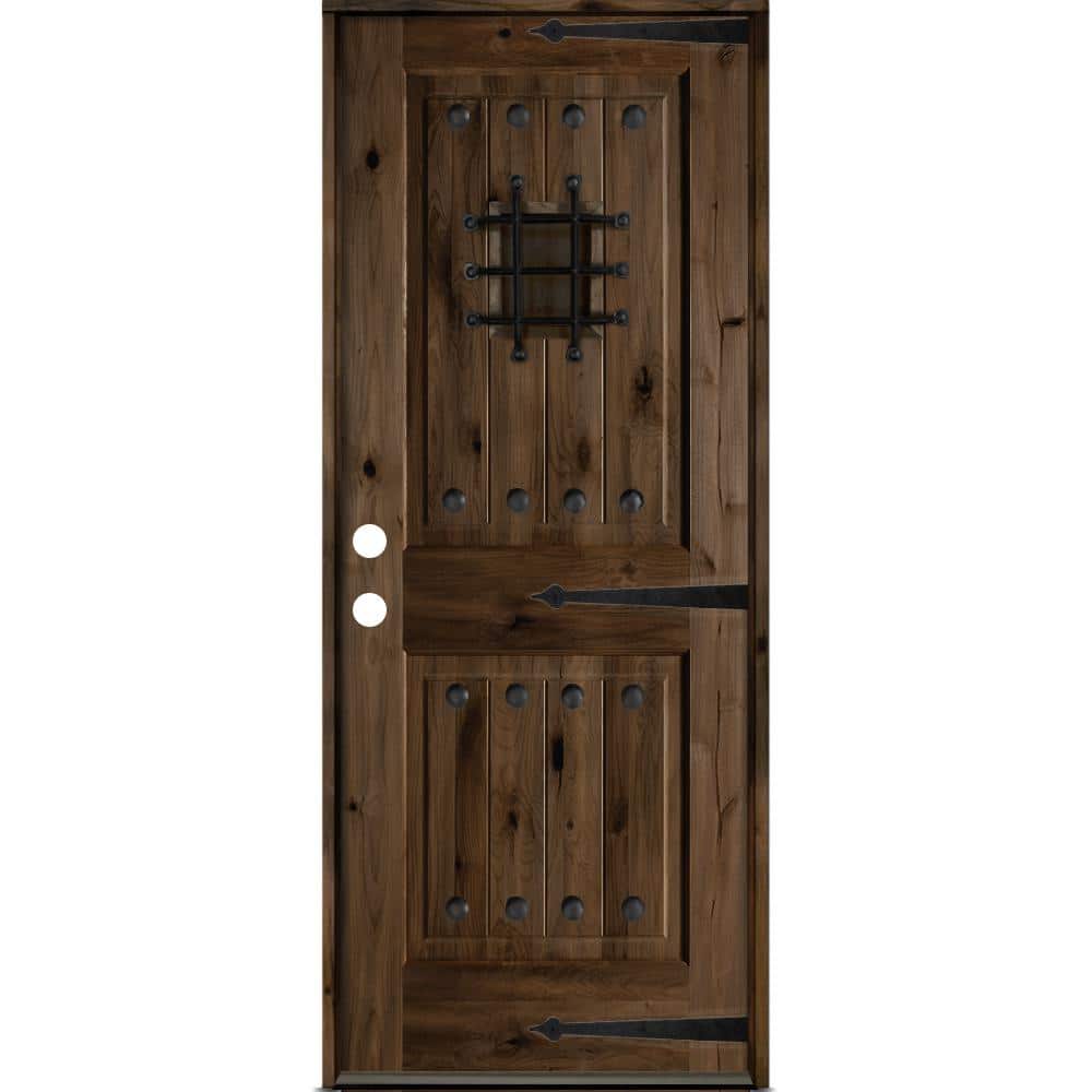 Krosswood Doors 30 in. x 80 in. Mediterranean Knotty Alder Right-Hand ...