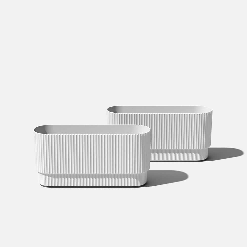 Veradek Demi 30 in. Rectangular White Plastic Long Planter (2-Pack ...
