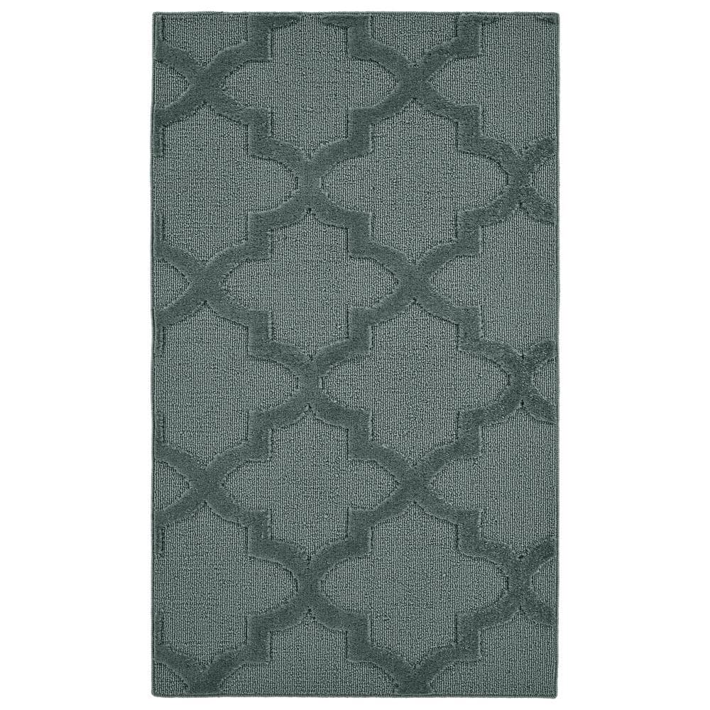 Garland Rug Sea Foam Quatro 3 ft. x 5 ft. Cut-loop Trellis Area Rug ...