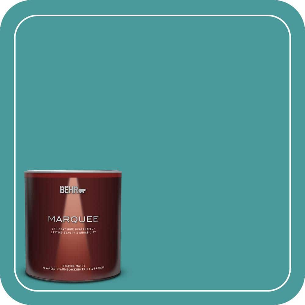 BEHR MARQUEE 1 qt. #510D-6 Aquatic Green Matte Interior Paint & Primer ...