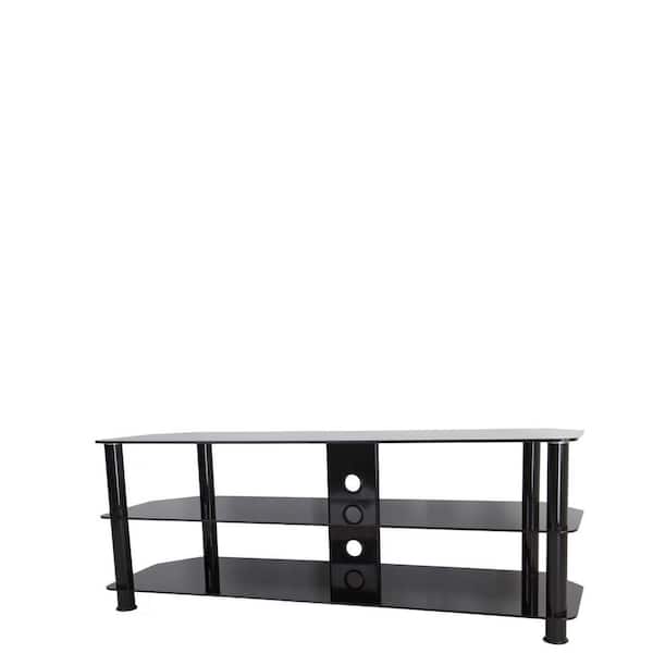 AVF 49 in. Black Glass TV Stand Fits TVs Up to 60 in. with Cable Management SDC1250CMBB A The Home Depot