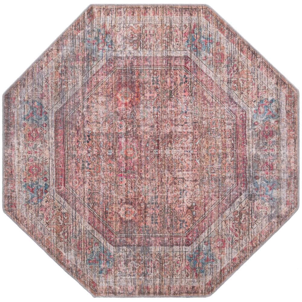 Unique Loom Nostalgia Euphoria Rust Red and Brown 5 ft. 3 in. x 5 ft. 3 ...