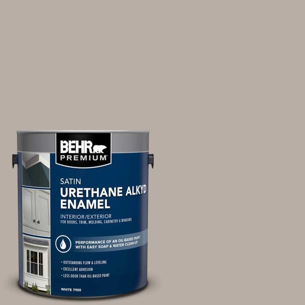 BEHR PREMIUM 1 gal. #T18-08 Off The Grid Urethane Alkyd Satin Enamel ...