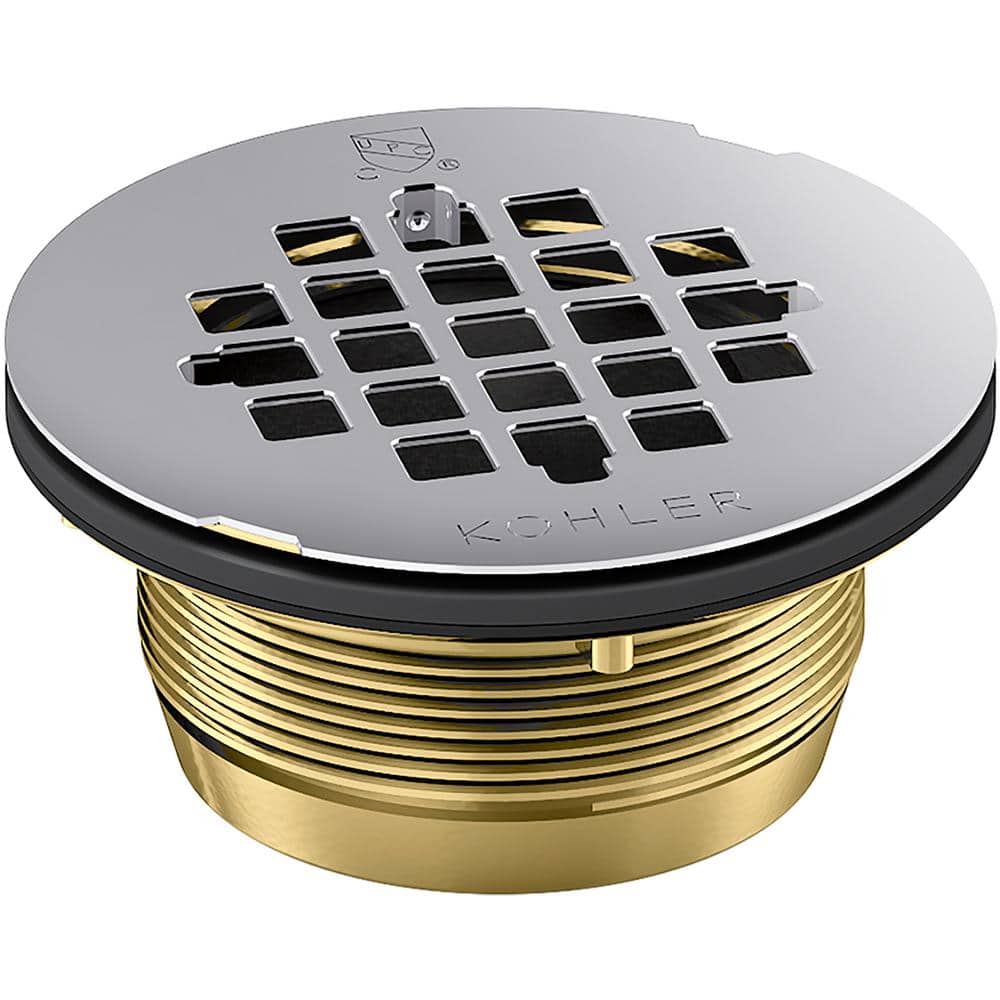 KOHLER Round Brass Shower Receptor Drain, Polished Stainless K-22675-S ...