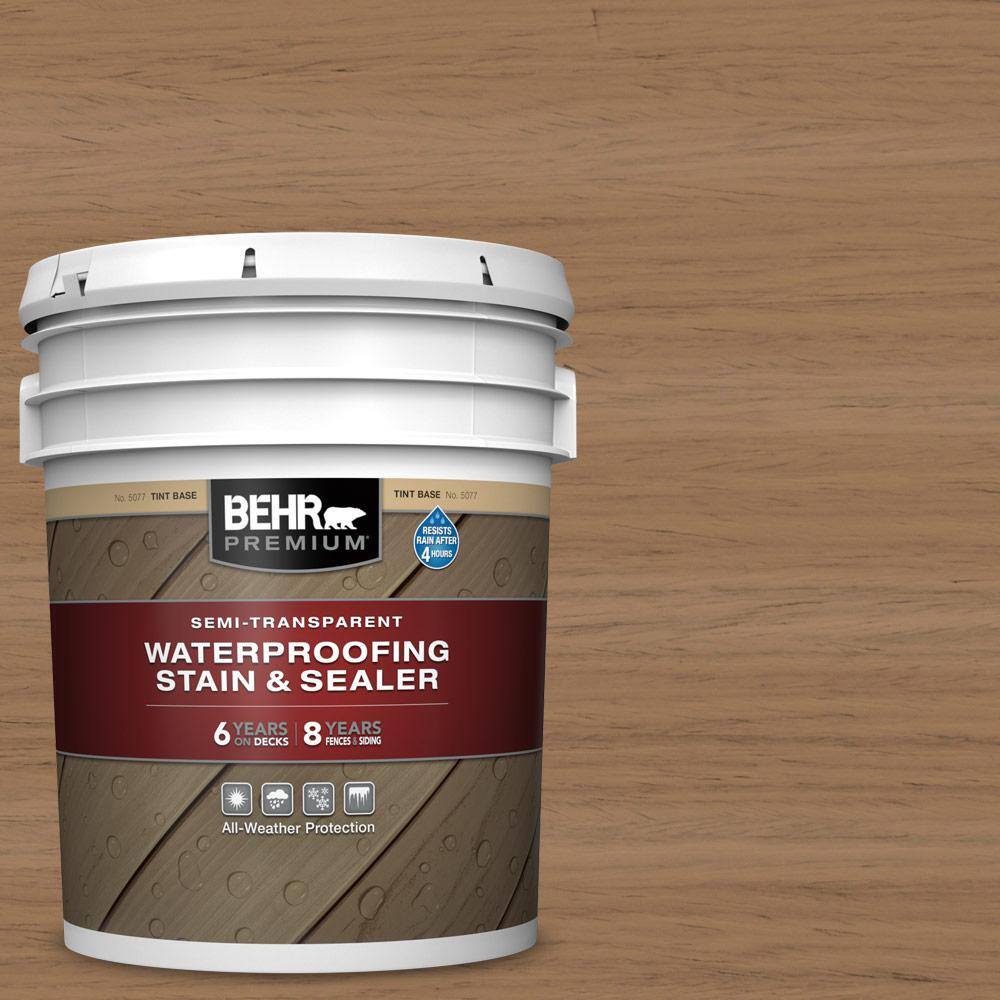 BEHR PREMIUM 5 gal. #ST-158 Golden Beige Semi-Transparent Waterproofing ...