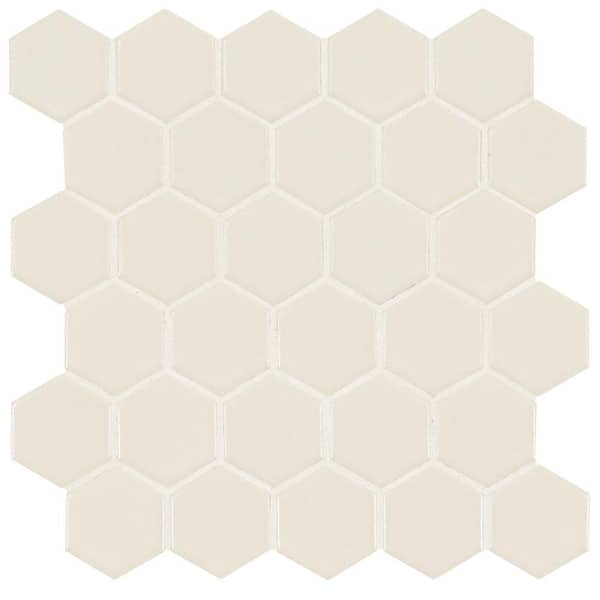 MSI Take Home Tile Sample - White Hexagon 4 in. x 4 in. Matte Porcelain ...