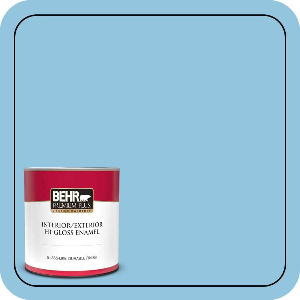 BEHR PREMIUM PLUS 1 qt. #550D-4 Caribbean Coast Hi-Gloss Enamel ...