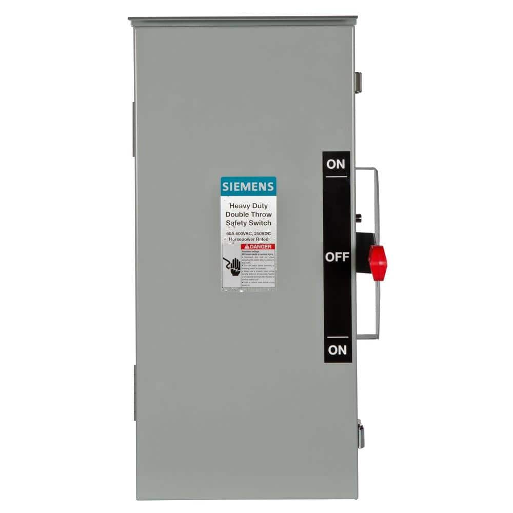 Siemens Double Throw 60 Amp 600-Volt 3-Pole Outdoor Non-Fusible Safety ...