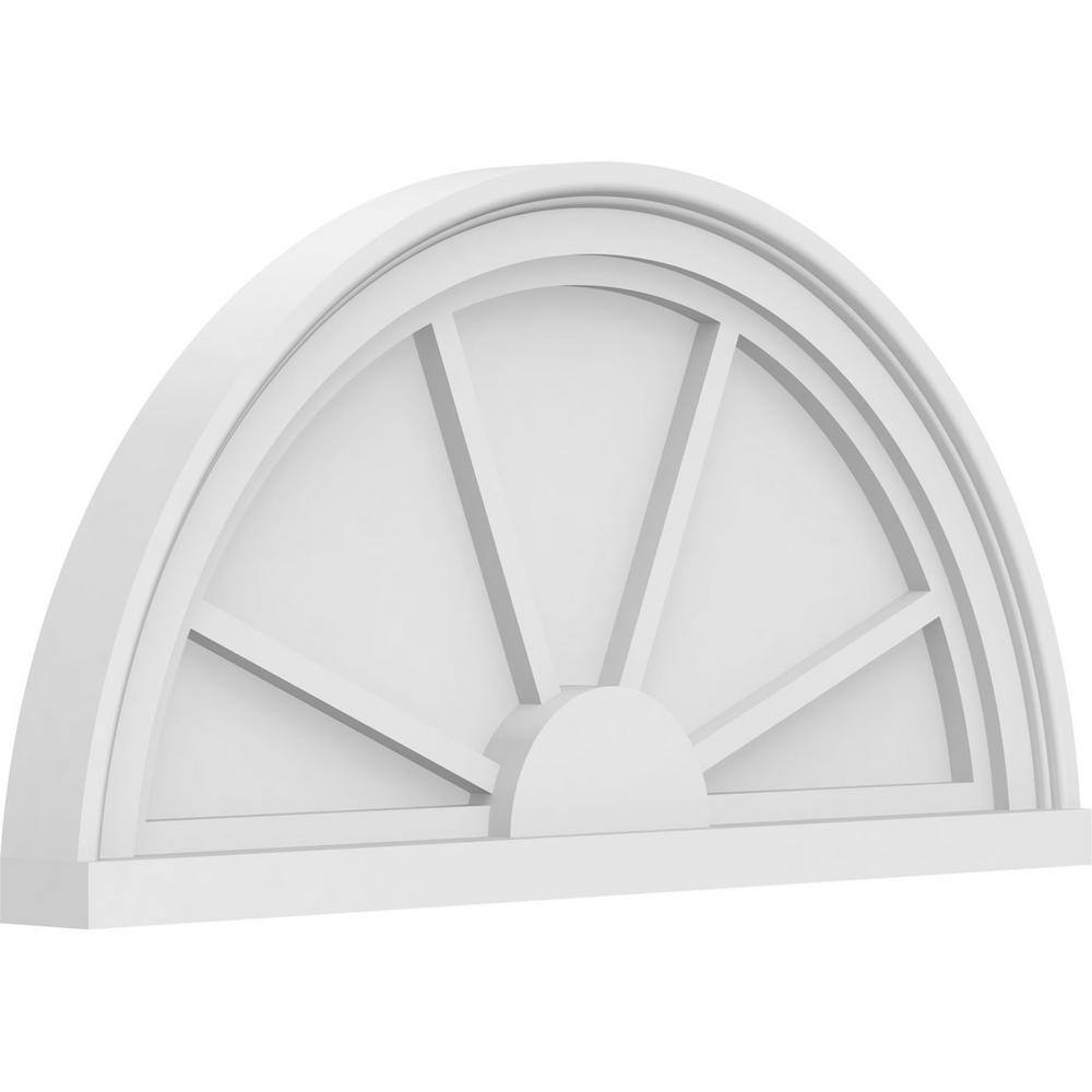 Ekena Millwork 2 in. x 24 in. x 12 in. Half Round 4-Spoke Architectural ...