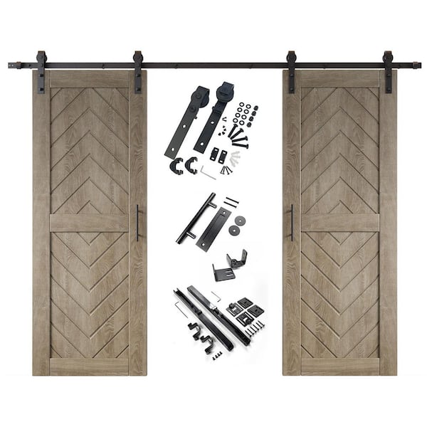 HOMACER JT2 30 in. x 80 in. C-Panel Classic Gray Fishbone Design Double ...