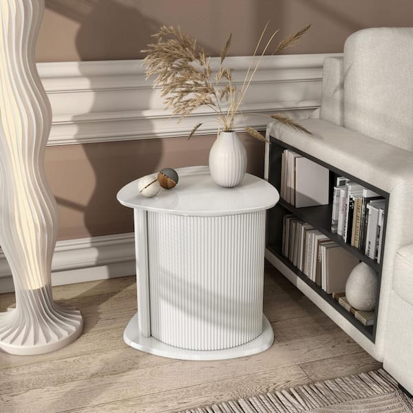 Furniture of America Malo 20.4 in. White Engineered Wood Rectangle End ...