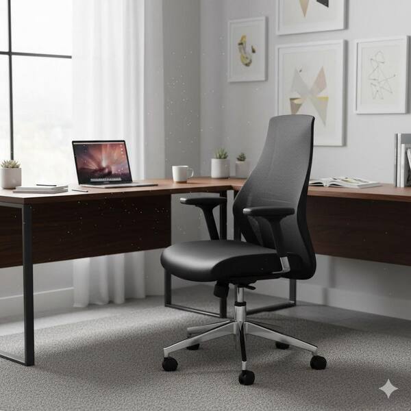 HOME IMPORTS EMPORIUM 49 in. H Faux Leather Adjustable Height Ergonomic ...