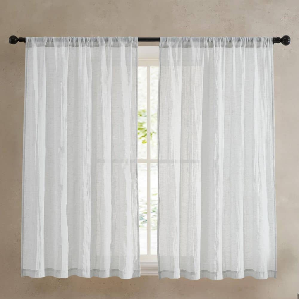 French Connection Charter Light Gray Faux Linen Solid 50 in. W x 63 in ...