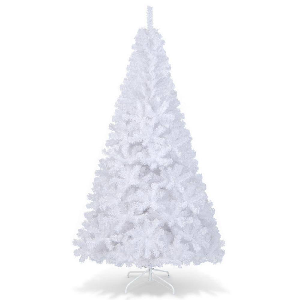Clihome 7 ft. Unlit White Artificial Christmas Tree with Solid Metal ...