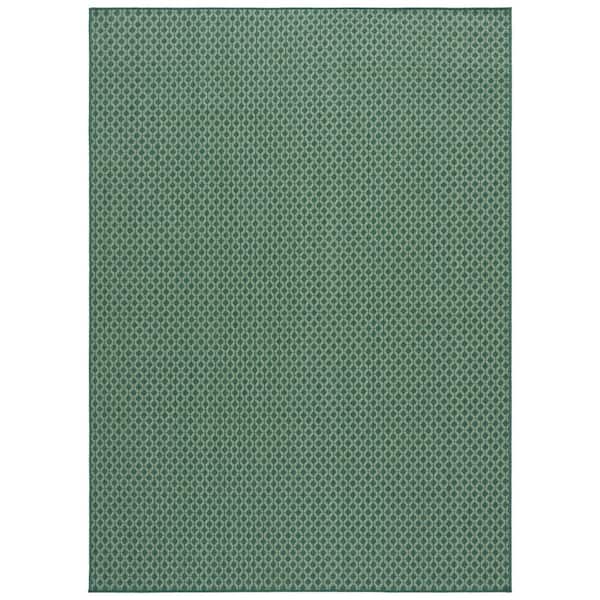 SAFAVIEH Terrace Dark Green/Light Green 4 ft. x 6 ft. Geometric Diamond ...