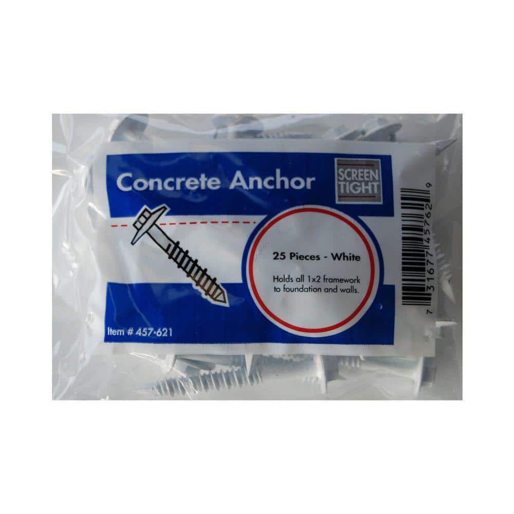 Screen Tight Quickset 1/4 in. x 2-1/4 in. White Concrete Anchors (25 ...