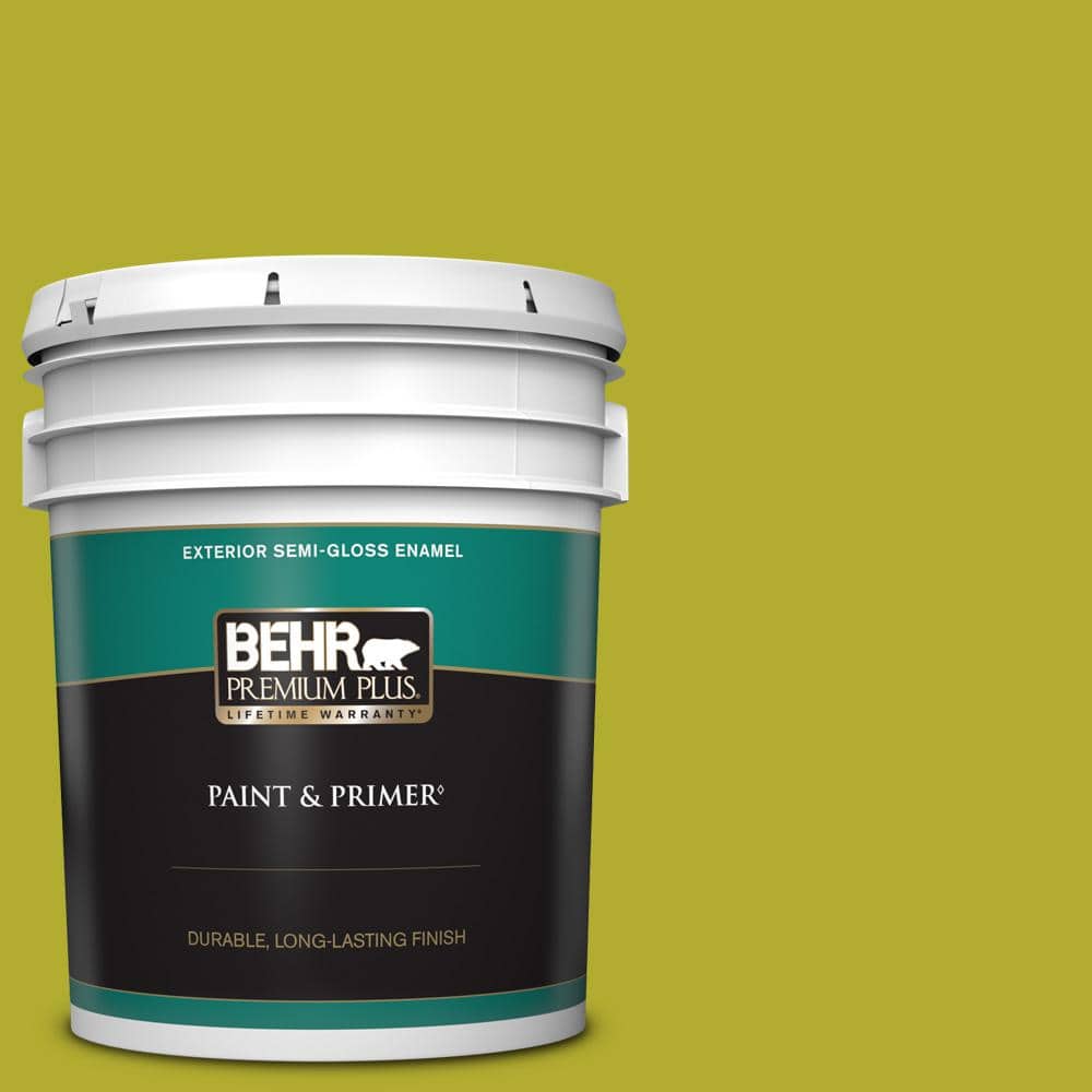 BEHR PREMIUM PLUS 5 gal. #P340-6 Green Neon Semi-Gloss Enamel Exterior ...