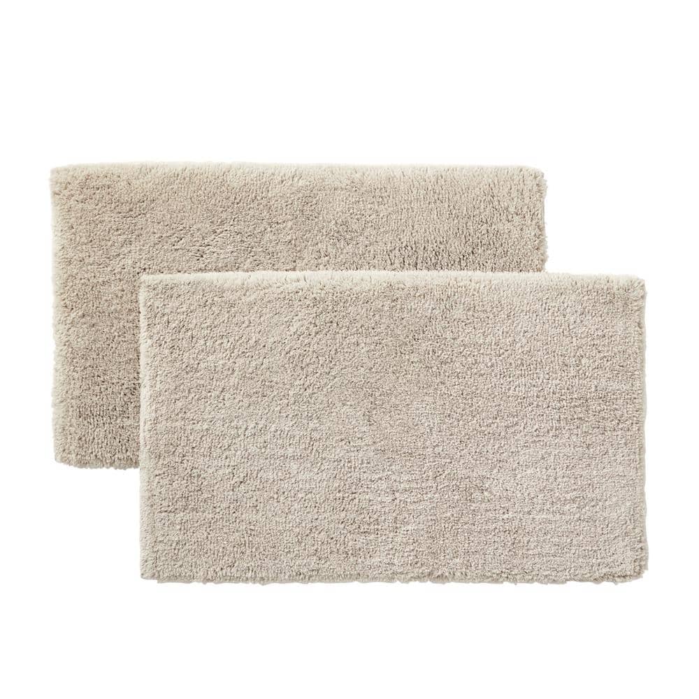 StyleWell Biscuit 19 in. x 34 in. Non-Skid Cotton Bath Rug (Set of 2 ...