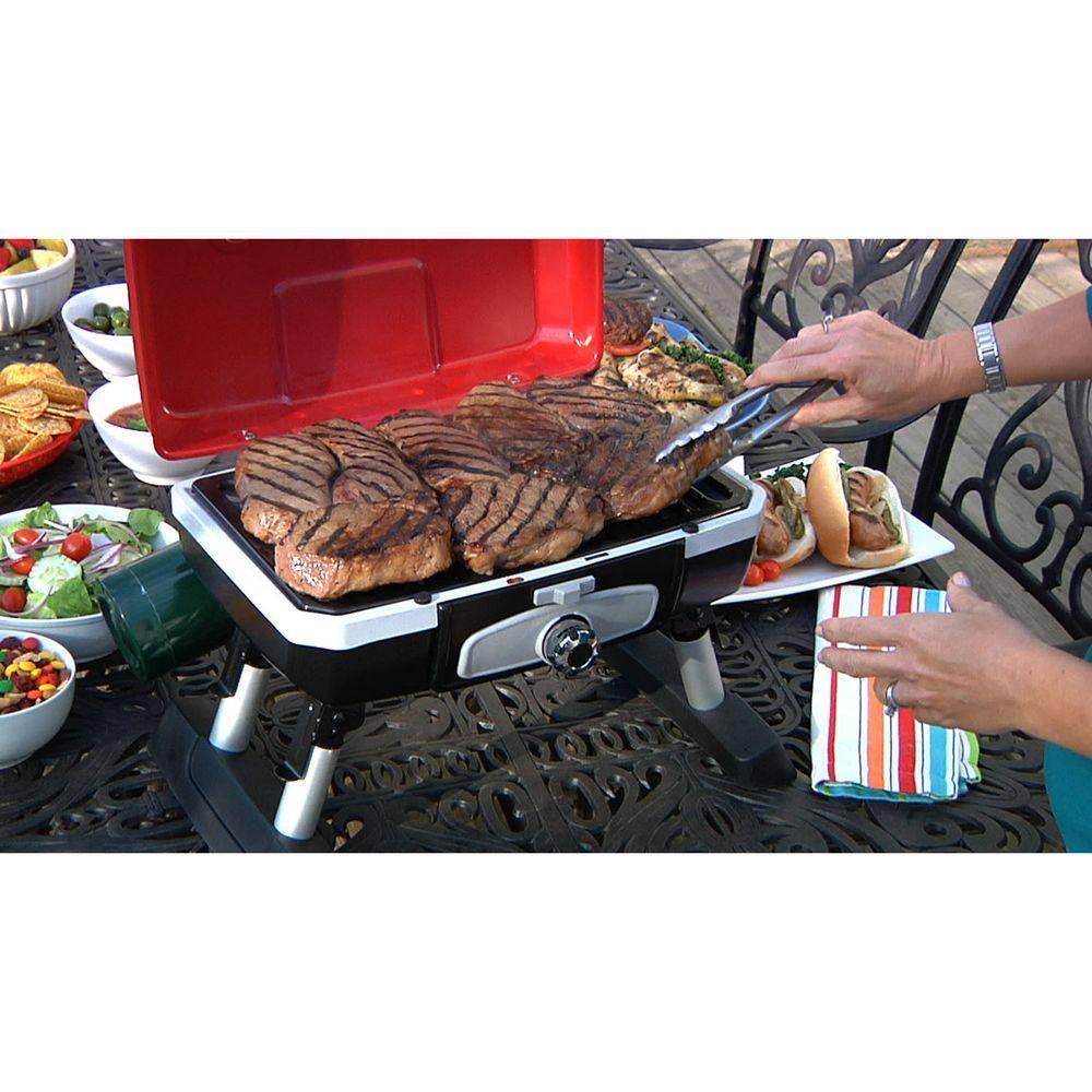 Petit Gourmet Portable Tabletop Outdoor Propane Gas Grill in Red and ...