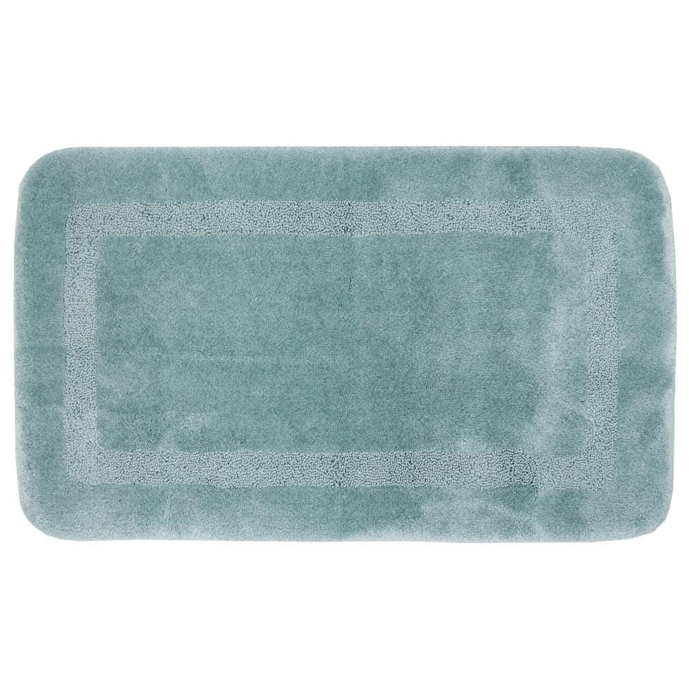 Mohawk Home Facet Aqua 20 in. x 34 in. Nylon Machine Washable Bath Mat ...