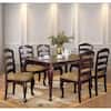 Furniture of America Vadis 7-Piece Dark Walnut and Tan Wood Top Dining ...