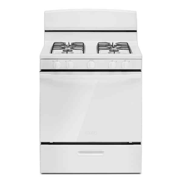Amana 30 in. 4 Burners Freestanding Gas Range in White with Thermal ...