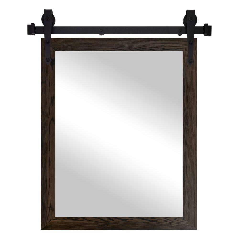 Rayne Mirrors (33 in. W x 44 in. H) Ebony Oak Hardwood Mirror with ...