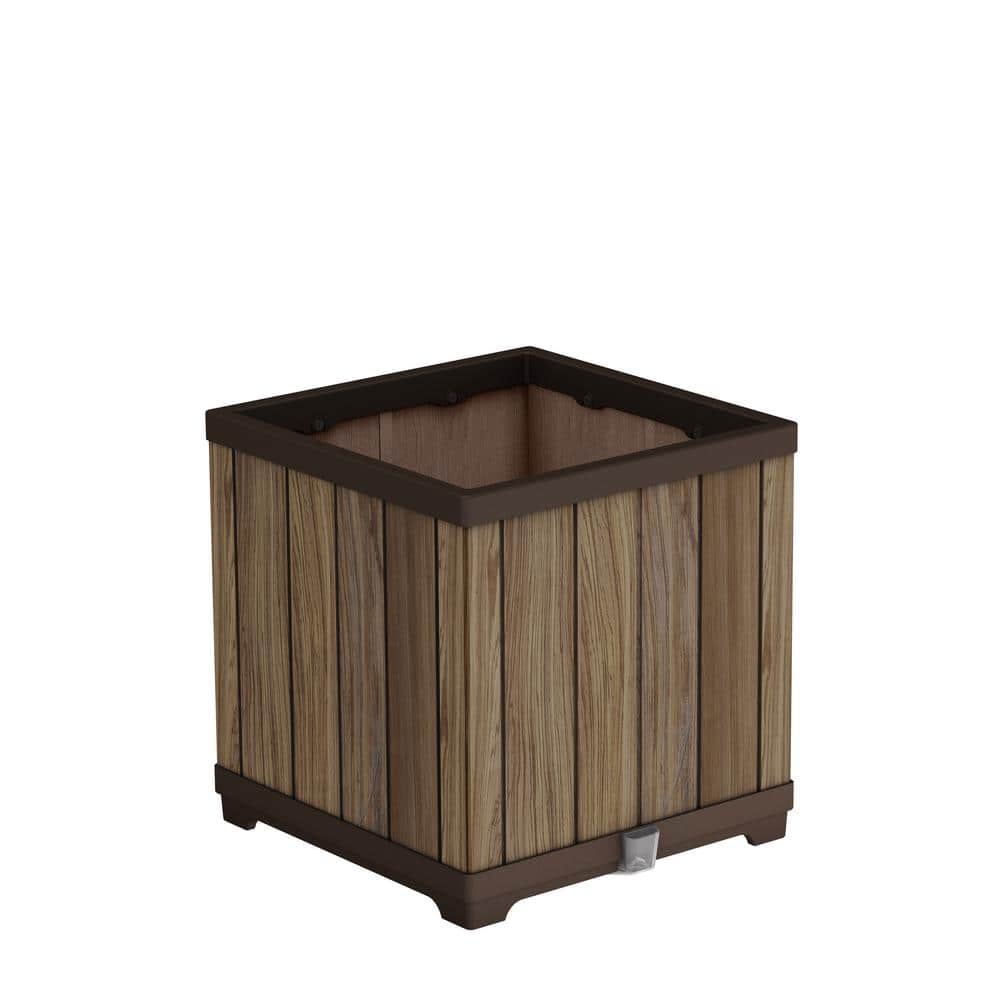 Keter Deco Cube Modern Outdoor 18 in. Tall Large Flowerpots, Tapered ...