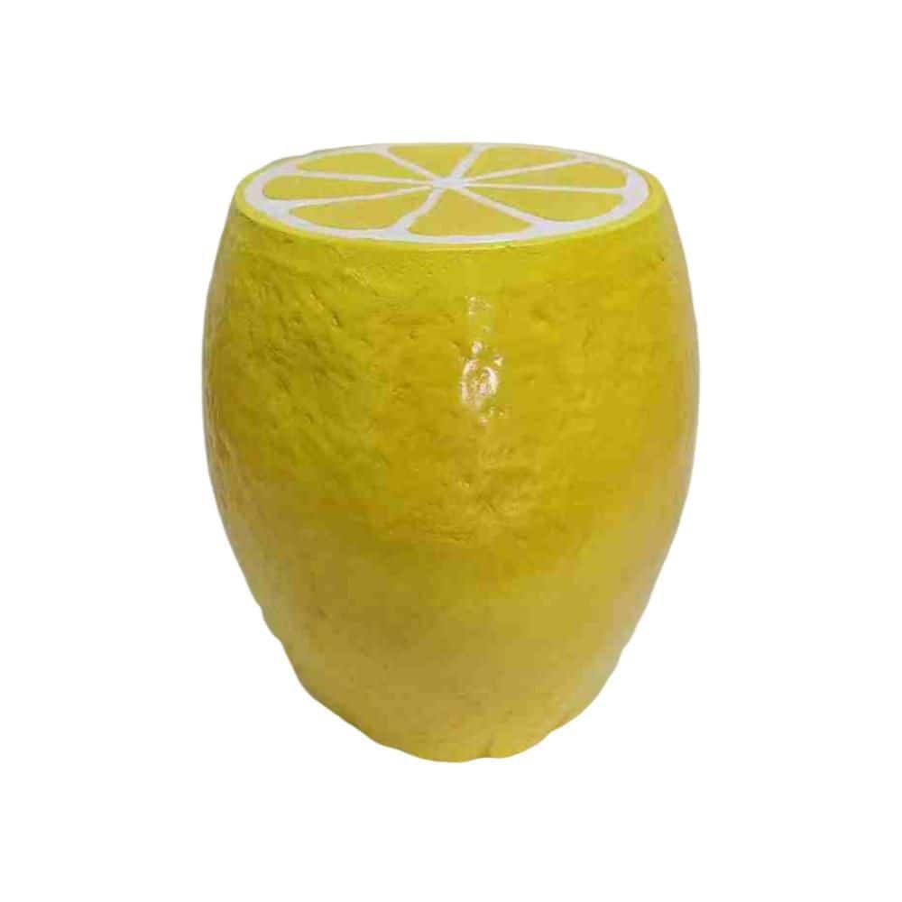 Yellow Lemon Plastic Stool 14 in. Garden Stool and Side Table, Multi ...