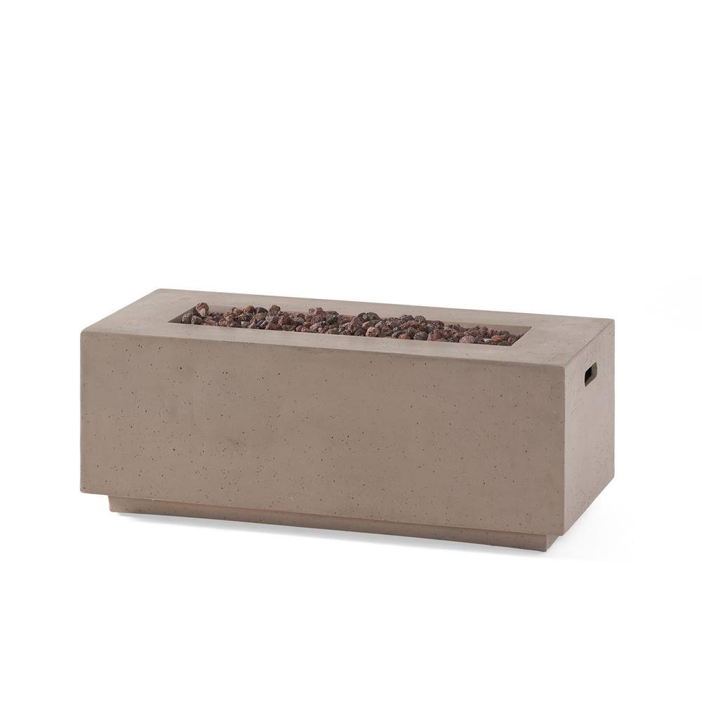 Noble House Mayfair Dark Grey Rectangular Stone Fire Pit (No Tank ...