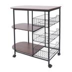 YIYIBYUS Wood Color Rolling 2-Tier Bamboo Printer Stand Cart Shelving ...
