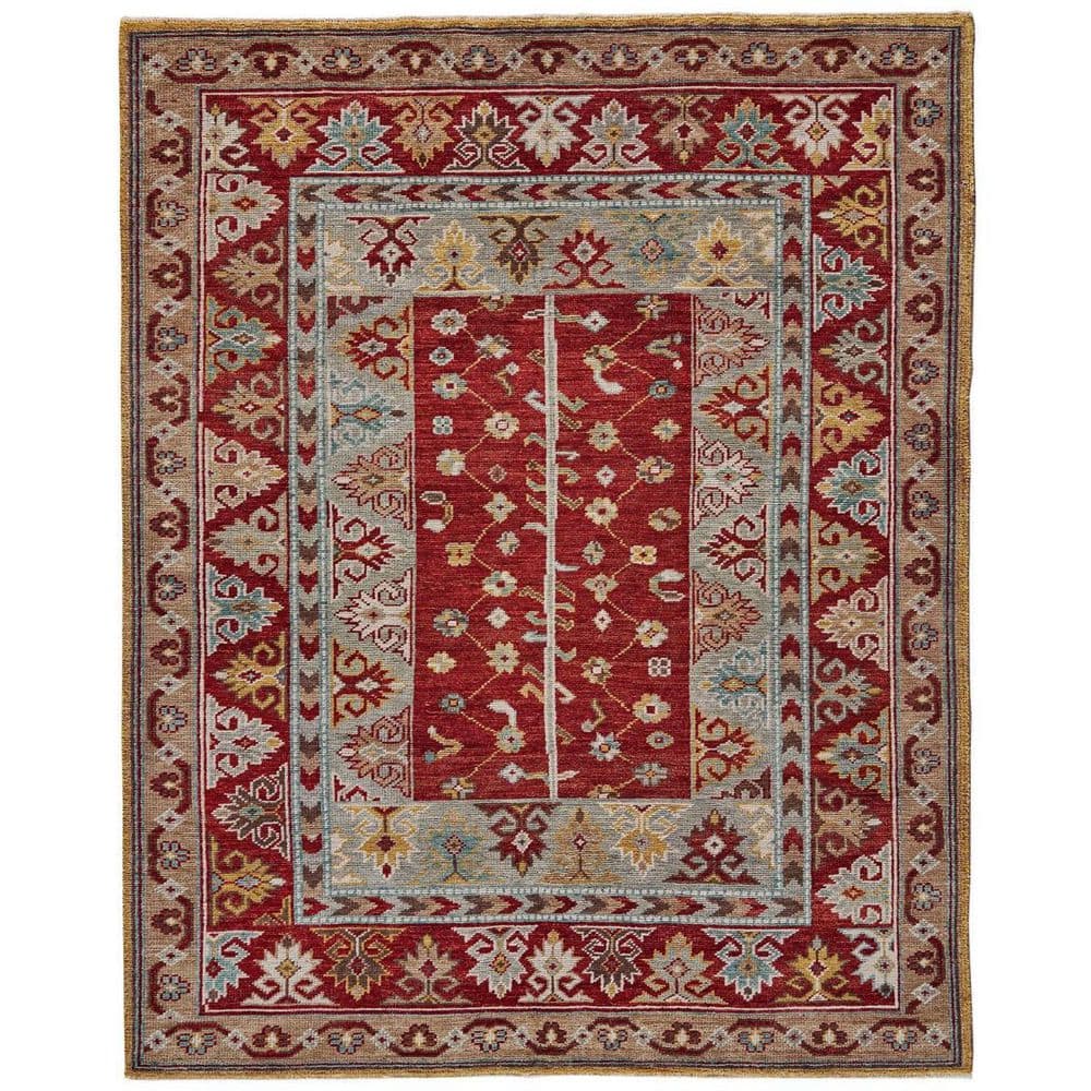 HomeRoots 2 ft. x 8 ft. Blue, Red Floral Area Rug 2000511606 - The Home ...