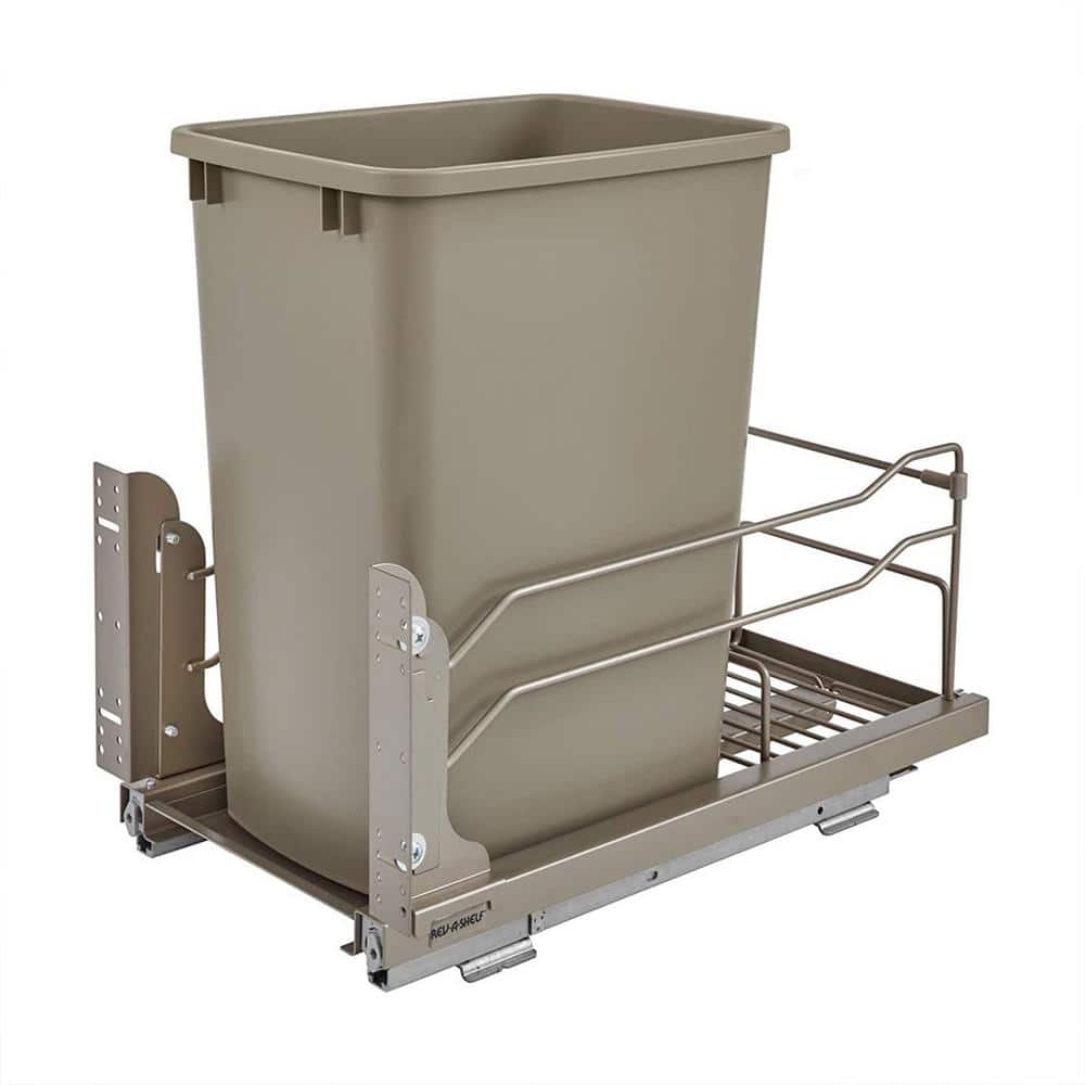 Rev-A-Shelf Champagne Pull Out Kitchen Trash Can 35 qt. with Soft-Close ...