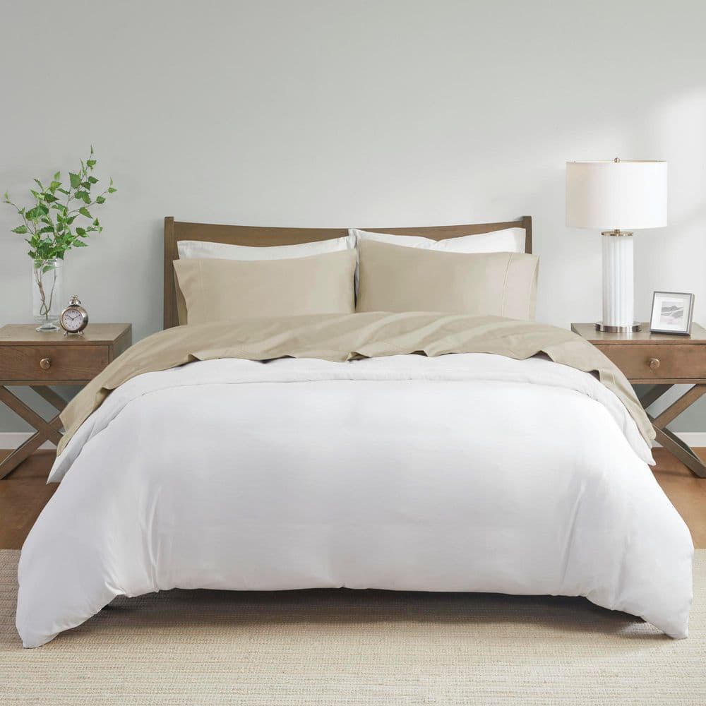 Madison Park 600 Thread Count 7-Piece Sand Pima Cotton Split King Sheet ...