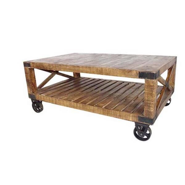 HomeRoots Danielle 48 in. Natural 20 in. Rectangle Wood Coffee Table ...