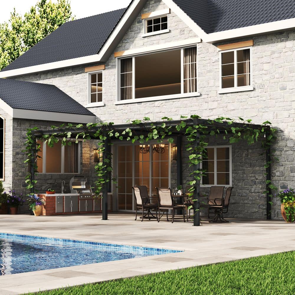 Mondawe Celestia 10 ft. x 20 ft. Gray Aluminum Frame Outdoor Patio ...