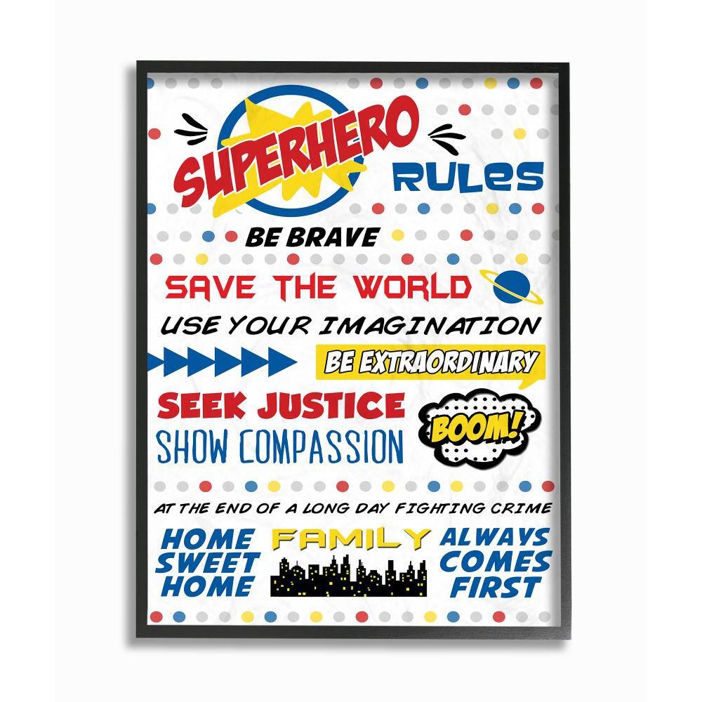 Stupell Industries 16 in. x 20 in. "Comic Book Dots Super Hero Rules ...