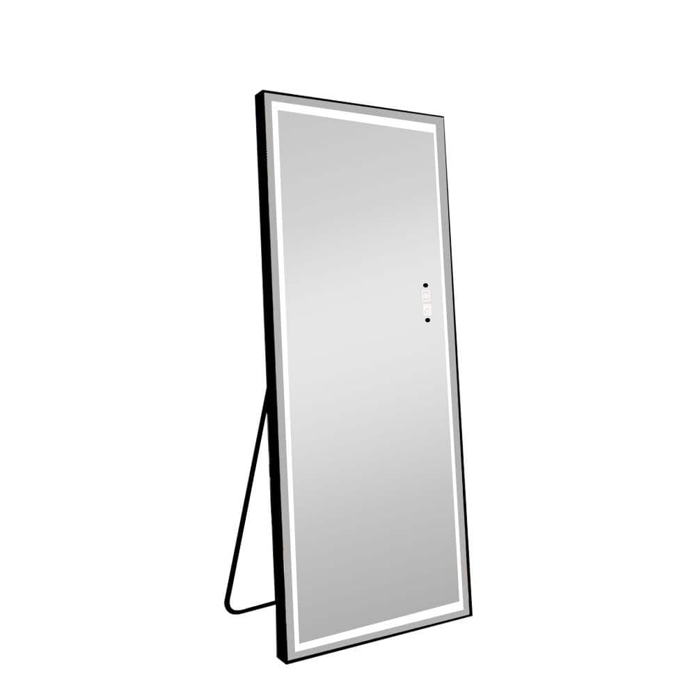 24 in. W x 65 in. H Rectangle LED Aluminum Floor Mirrors Full Length ...