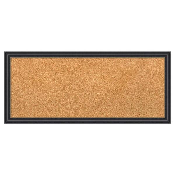 Amanti Art Stylish Black Wood Framed Natural Corkboard 32 in. x 14 in ...