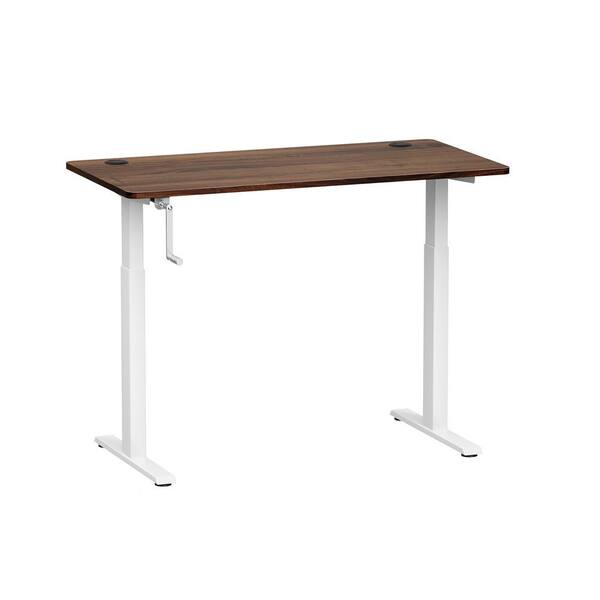 Costway 48 in. White plus Walnut Sit Stand Desk Adjustable Standing ...