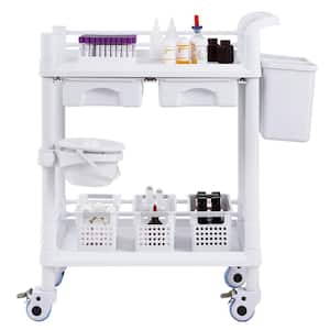 SVOPES 2-Layer Medical Cart Stainless Steel Utility Cart with 220 lbs ...