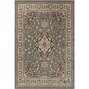 SUPERIOR Glendale Gray 7 ft. x 9 ft. Floral Medallion Polypropylene ...