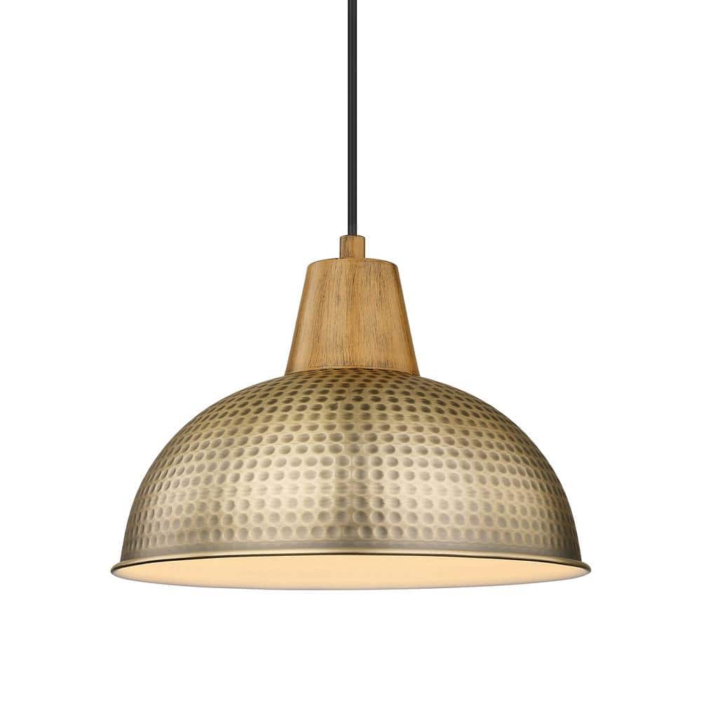 JAZAVA 16 in. 1-Light Large Vintage Brass Pendant Light Fixtures With ...