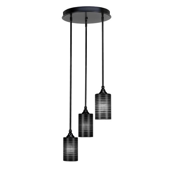 Villa 60-Watt in. 3 Light Matte Black Stem Pendant Light with 4 in ...
