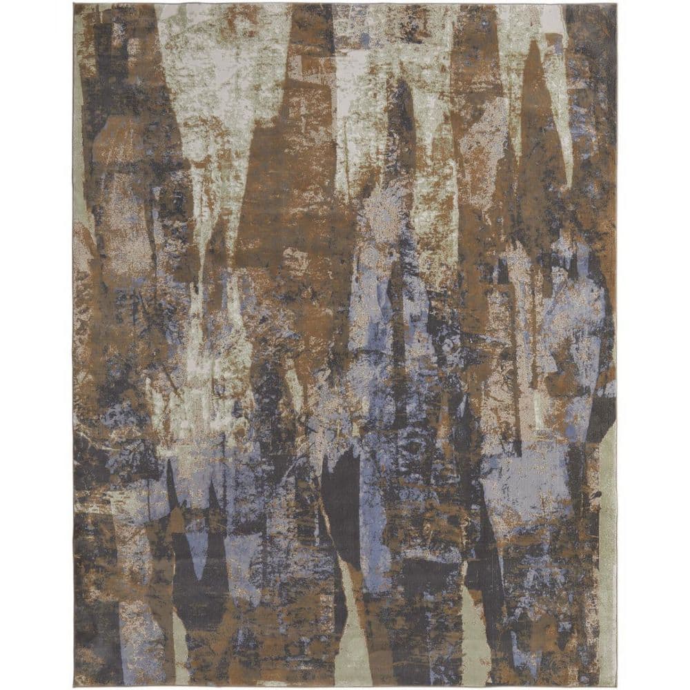 HomeRoots 2 ft. x 8 ft. Blue, Ivory Abstract Area Rug 2000513217 - The ...