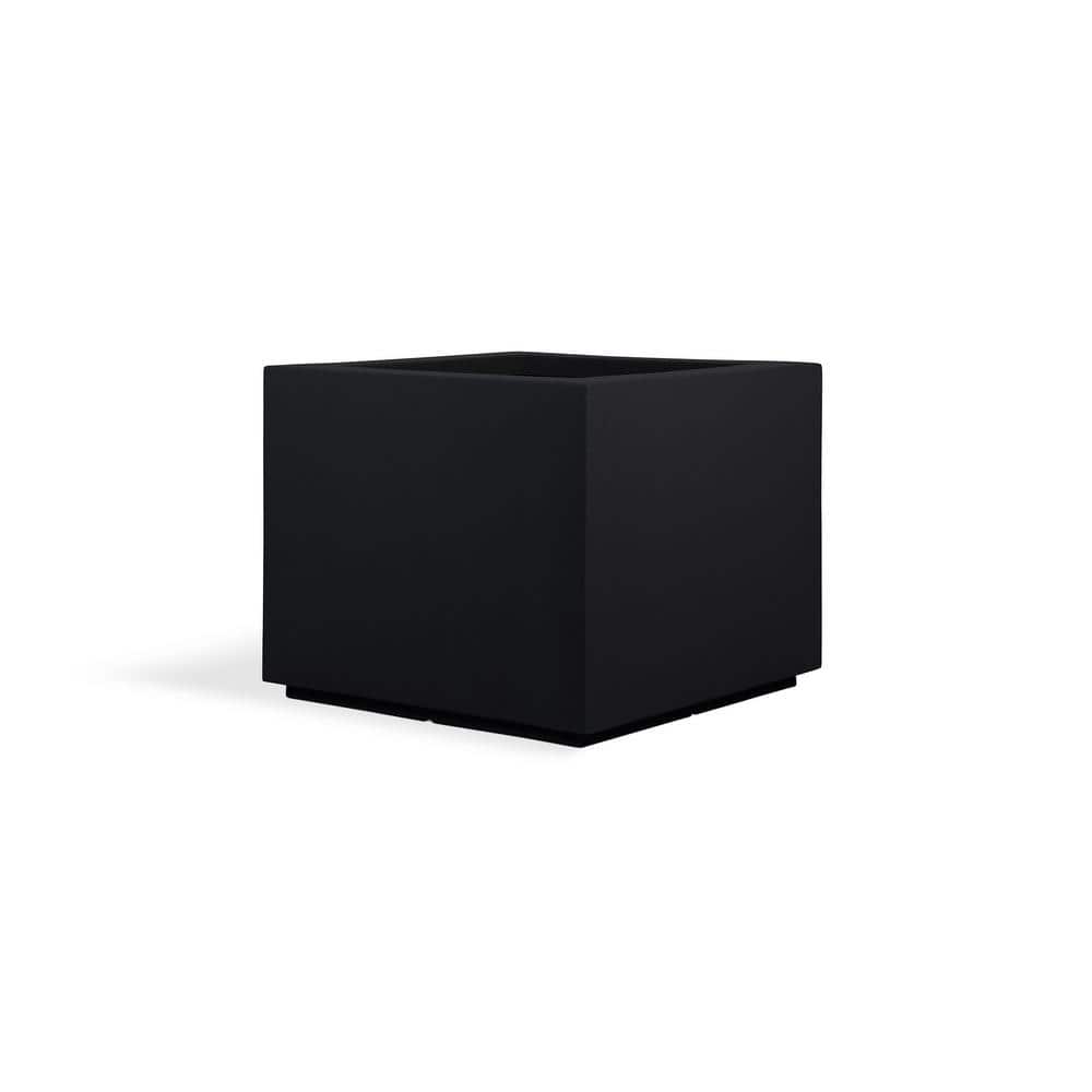 PolyStone Planters Monterrey Square 23 in. x 23 in. Black Composite ...