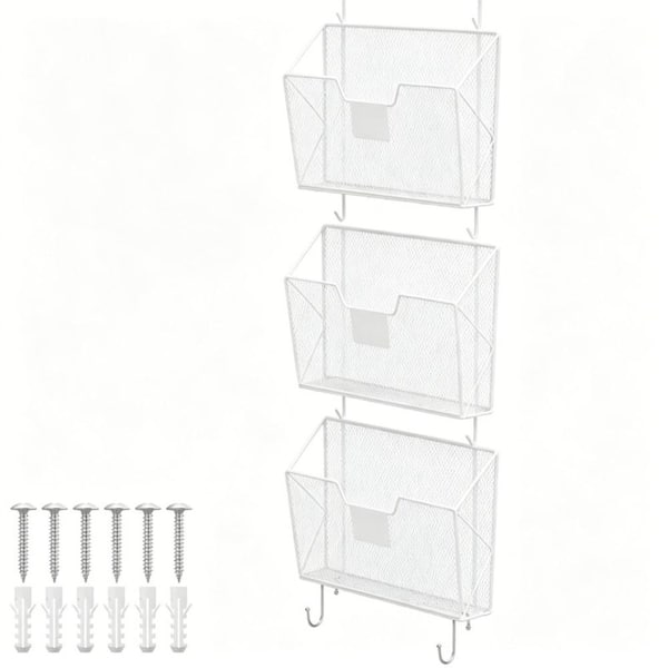 Cubilan 13.38 in. W x 4 in. D White Metal Decorative Wall Shelf ...